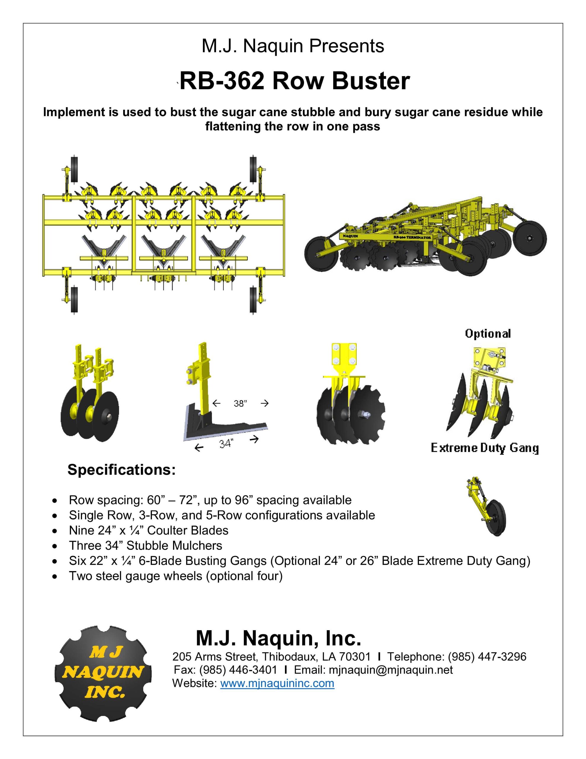 RB-362 Row Buster - M J NAQUIN, INC